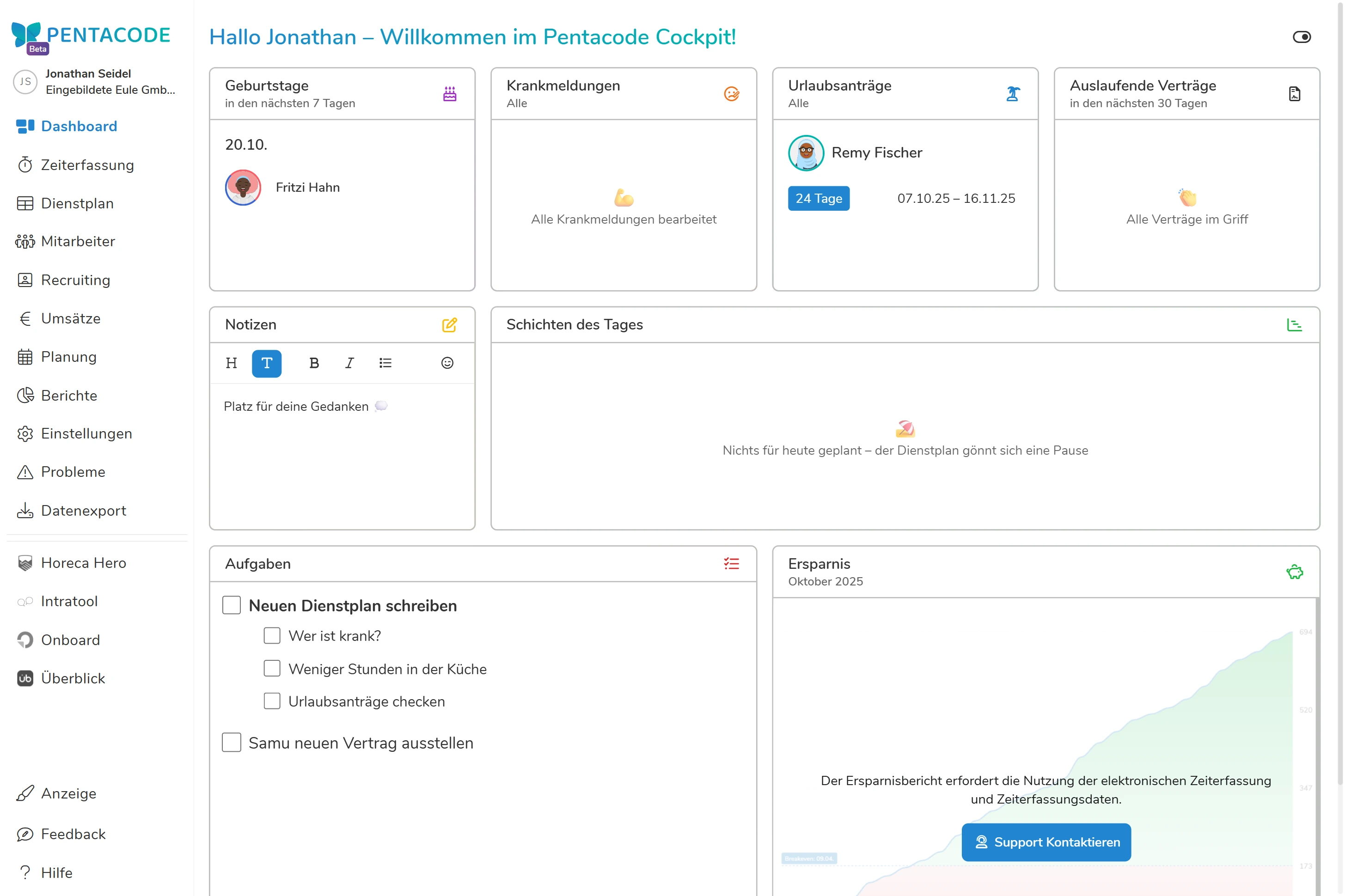 Dashboard | Wissensportal | Pentacode